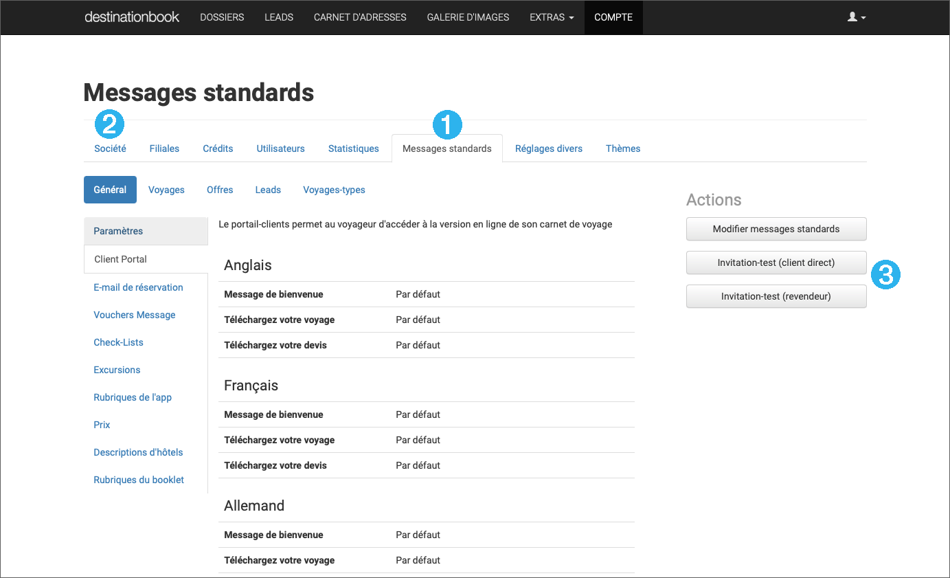 Messages standards | Destinationbook
